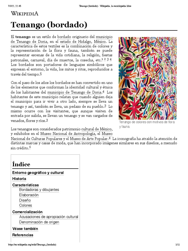 Tenango (Bordado) - Wikipedia, La Enciclopedia Libre | PDF