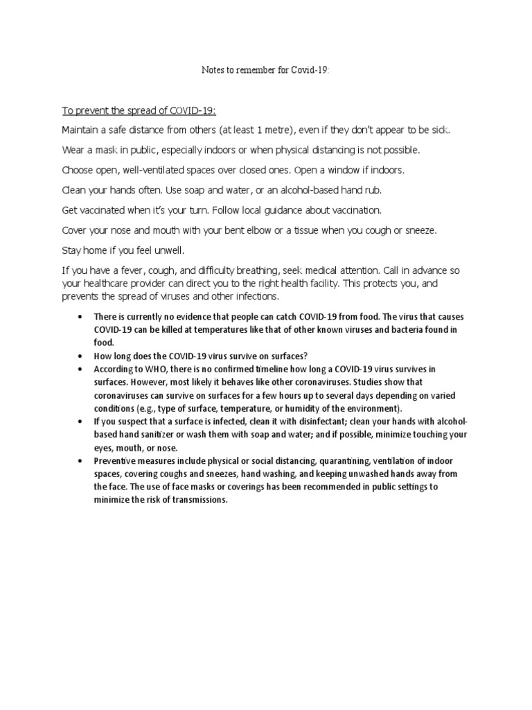 COVID-19 Prevention Guidelines | PDF