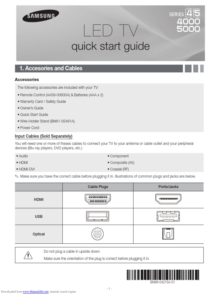 Led TV: Quick Start Guide | PDF | Hdmi | Television
