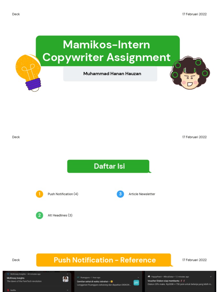 Deck Assignment-Intern Copywriter | PDF | Bisnis