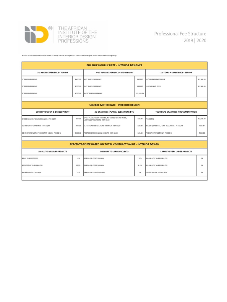Professional Fee Structure 2019 - 2020: Billable Hourly Rate - Interior ...