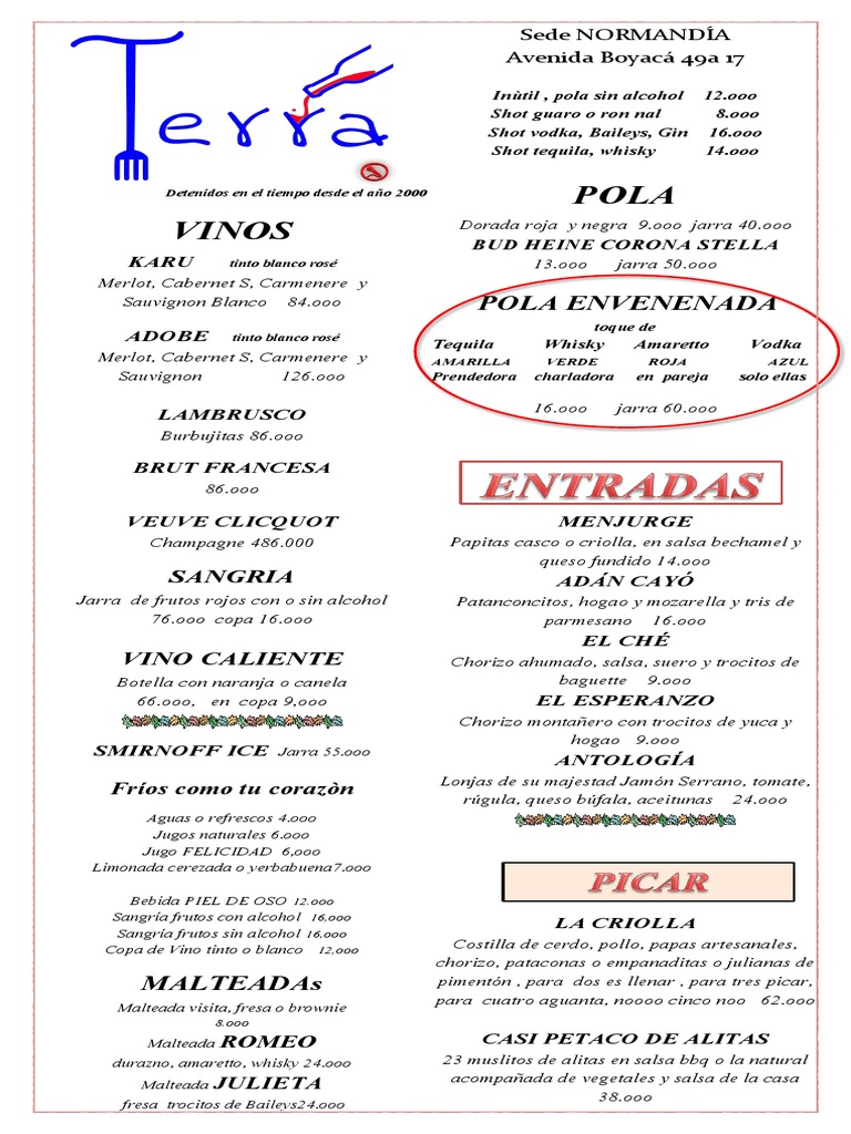 Menú del Restaurante Terra | PDF | Lasaña | pesto