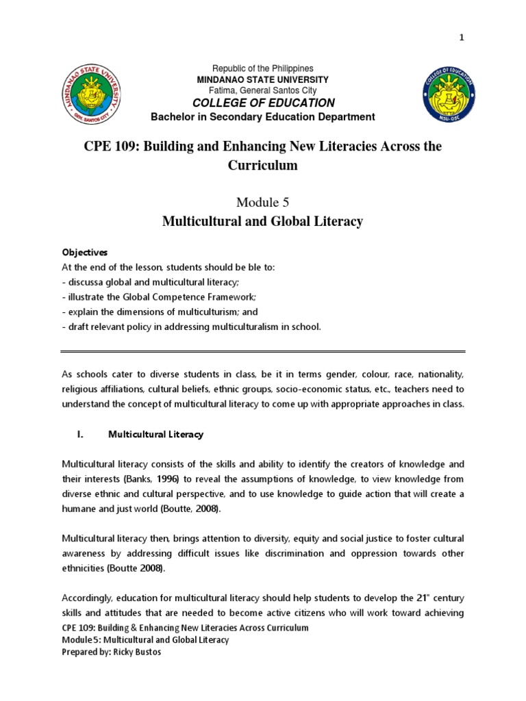 Module 5 - Multicultural and Global Literacy | PDF | Cross Cultural ...