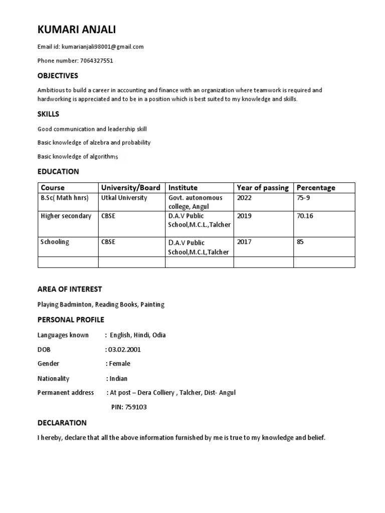 Anjali Resume | PDF