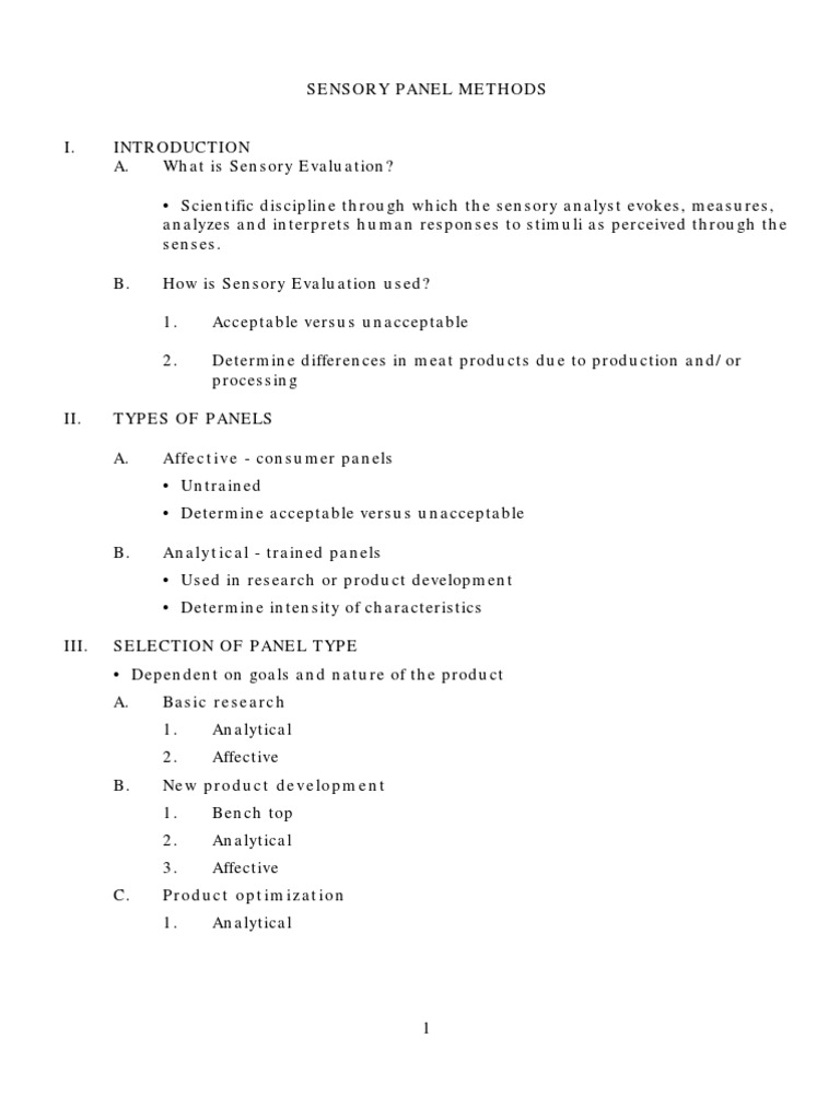 Sensory Panel Evaluation Techniques | PDF | Affect (Psychology ...