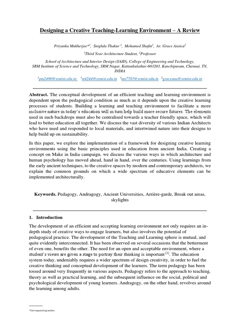 Designing A Teaching and Learning Environment | PDF | Pedagogy | Learning