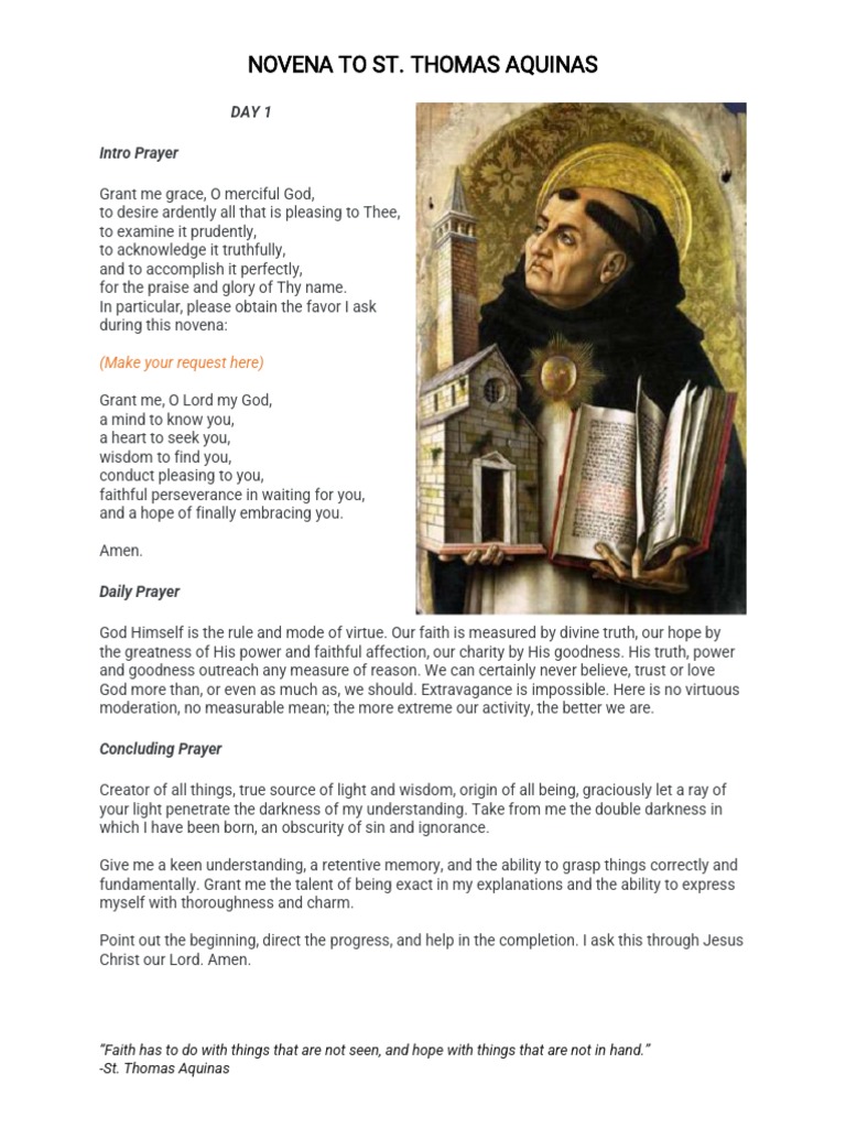 Novena To St. Thomas Aquinas: Day 1 Intro Prayer | PDF | Glory ...