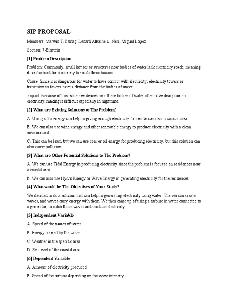 Sip Proposal: (1) Problem Description | PDF