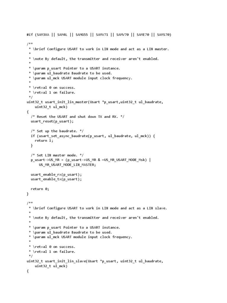 Configure USART for LIN communication | PDF | Communication | Computer ...