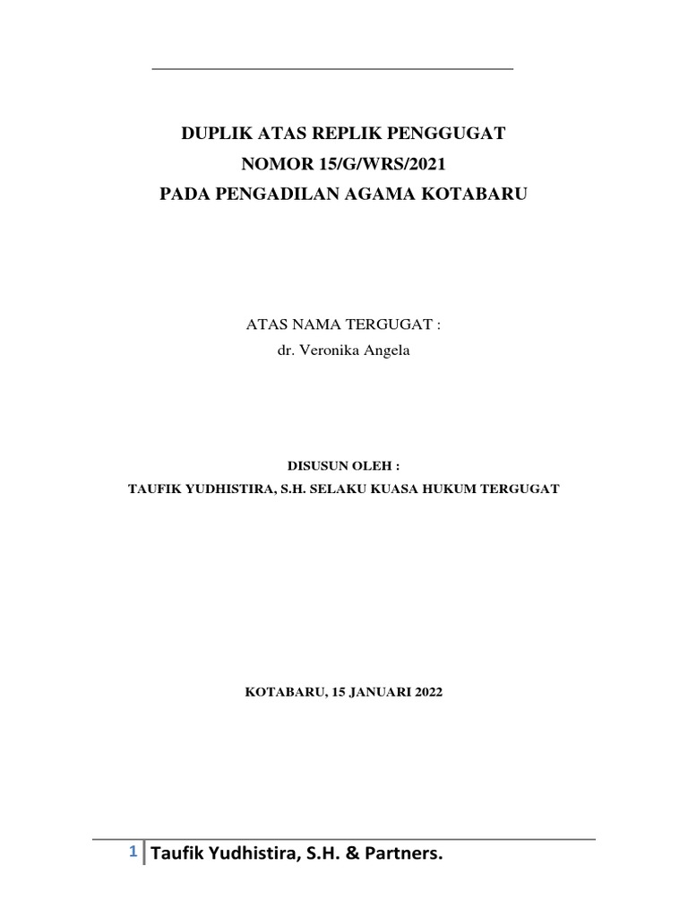 Contoh Duplik | PDF