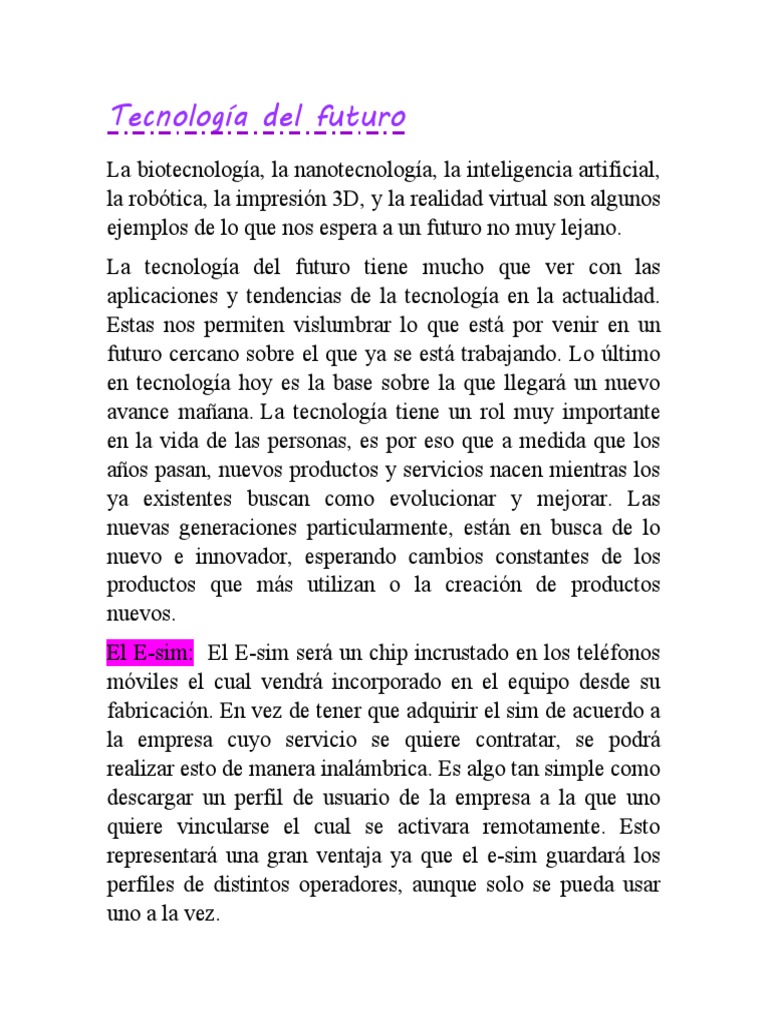 Tecnología Del Futuro | PDF | Informática