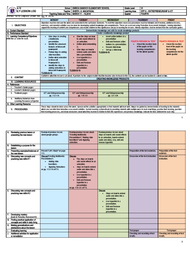 DLL Epp6 Ict Q1 W9 Edited | PDF | Educational Technology | Learning