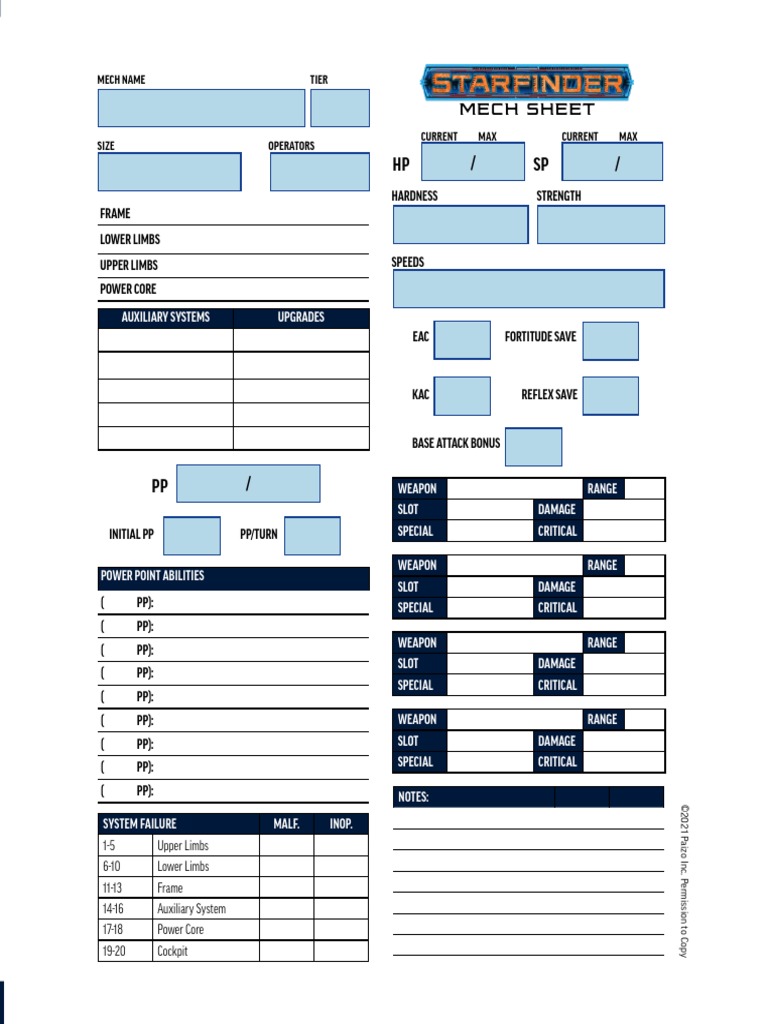 HP SP / /: Mech Sheet | PDF