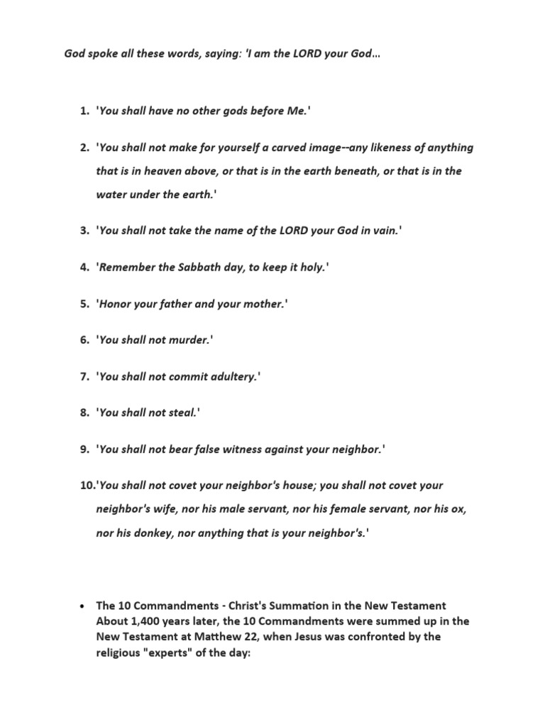 Overview of the 10 Commandments | PDF