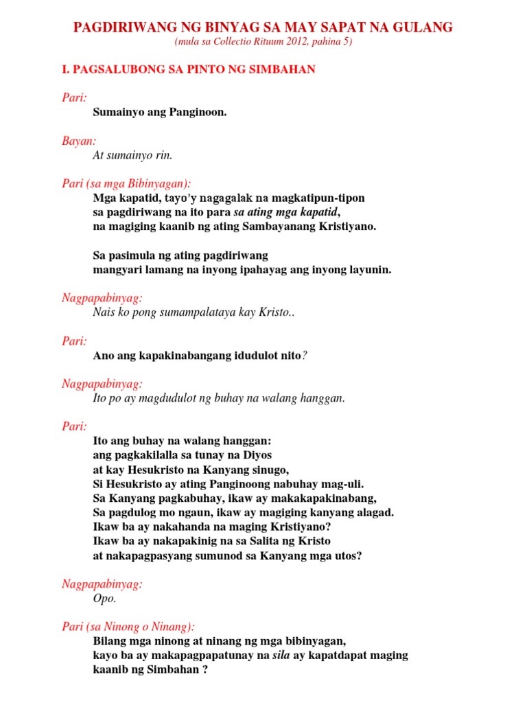 RCIA RITE OF ELECTION (Tagalog) | PDF