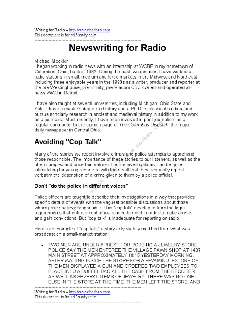 News Writing for Radio | Sentence (Linguistics) | Press Release