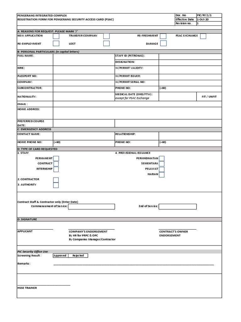 PSAC Registration Form 2020 - R2 | PDF | Government