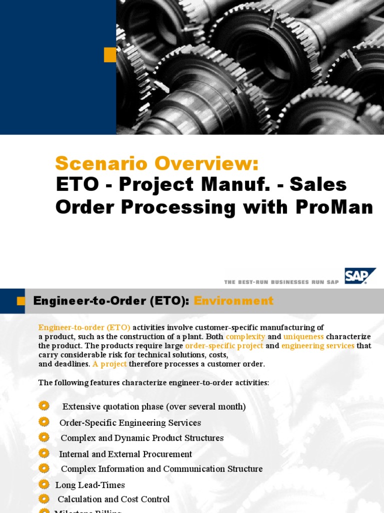 Scenario Overview:: Eto - Project Manuf. - Sales Order Processing With ...