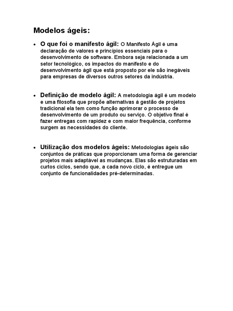 Introdução aos Modelos Ágeis de Projetos | PDF | Negócios