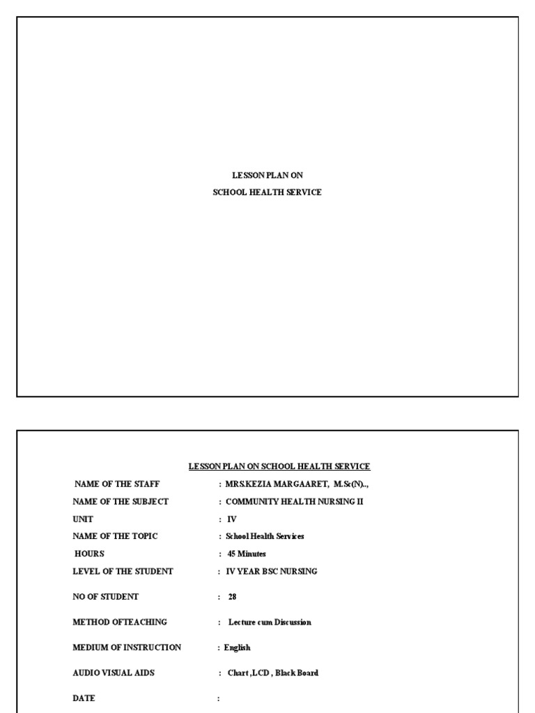 School Health Services Lesson Plan | PDF | Schools | Lesson Plan