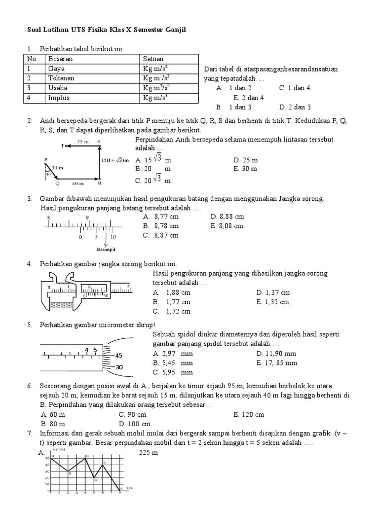Soal Latihan UTS Fisika Klas X Semester Ganjil | PDF | Metode & Bahan Ajar