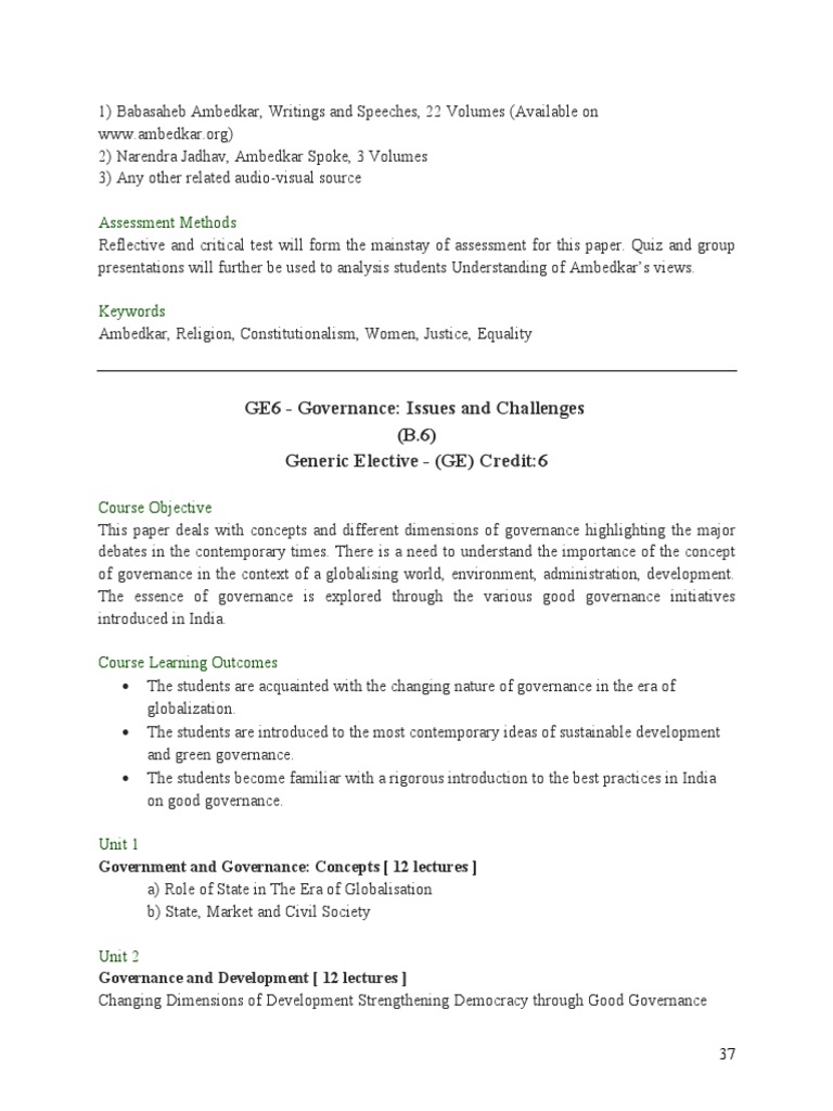 (New Syllabus) Governance - Issues and Challenges | PDF