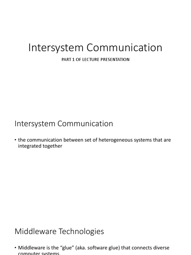 Lecture 6 Intersystem Communication Part 1 Pdf Common Object