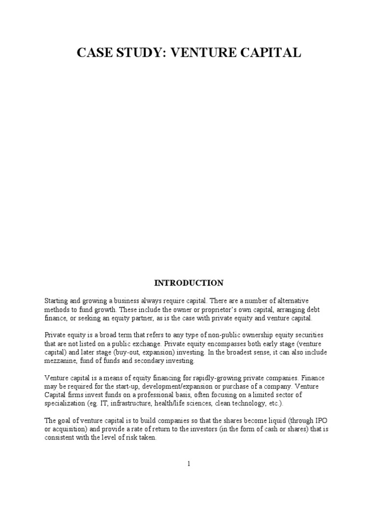 Case Study: Venture Capital | PDF | Venture Capital | Corporate Finance