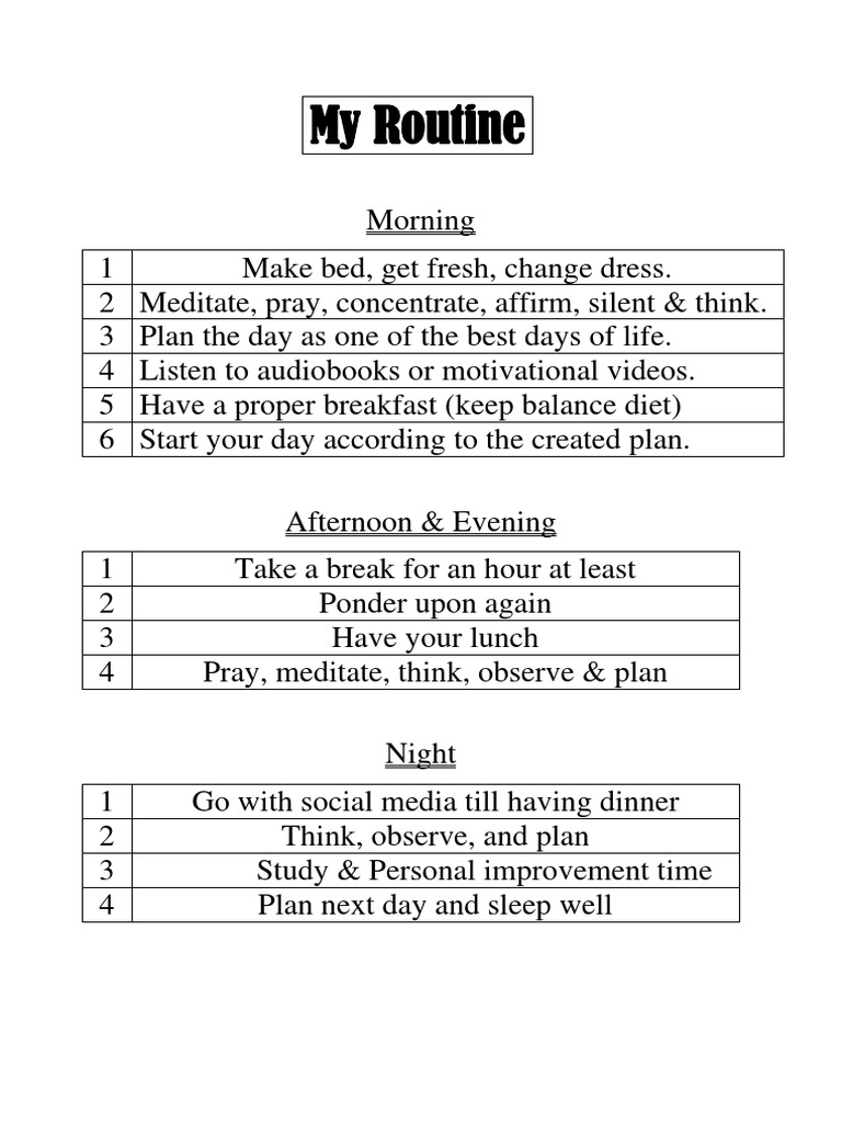 Daily Routine for Personal Growth | PDF | Self-Improvement