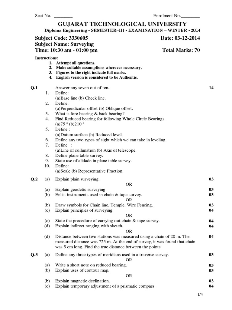 Gujarat Technological University | PDF | Surveying | Compass
