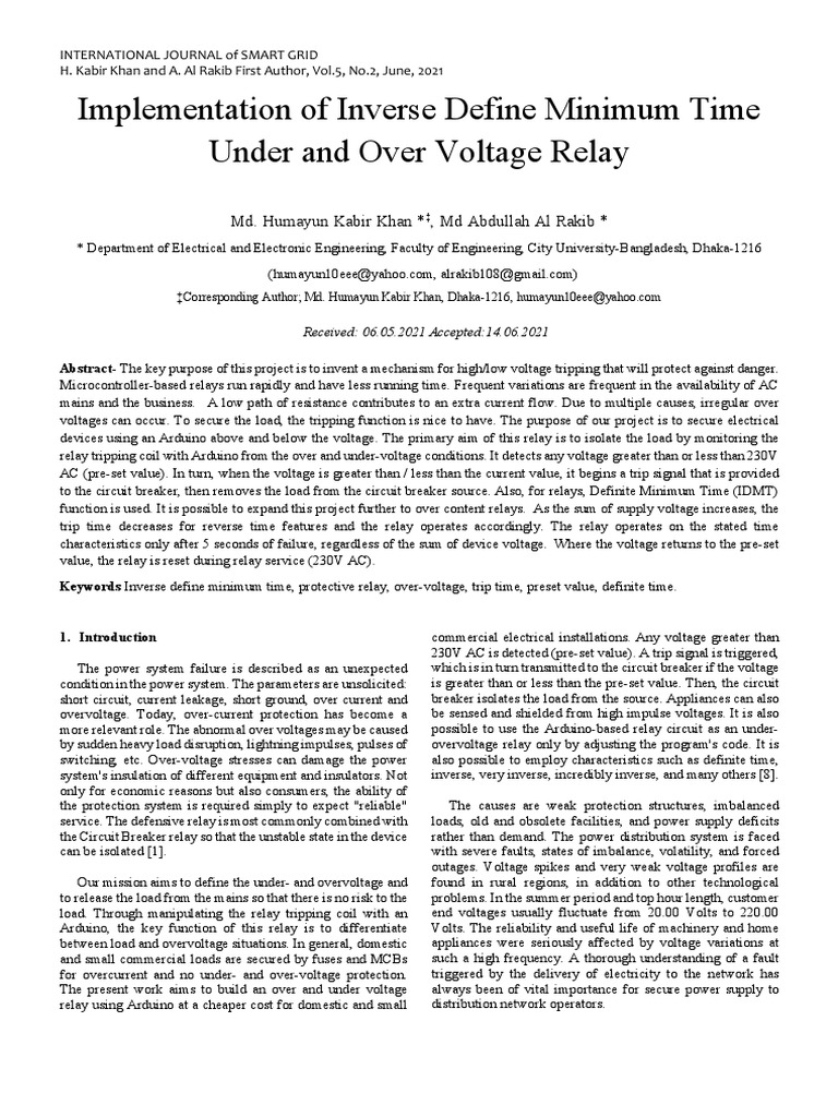 Design and Implementation of an Arduino-Based Inverse Definite Minimum ...