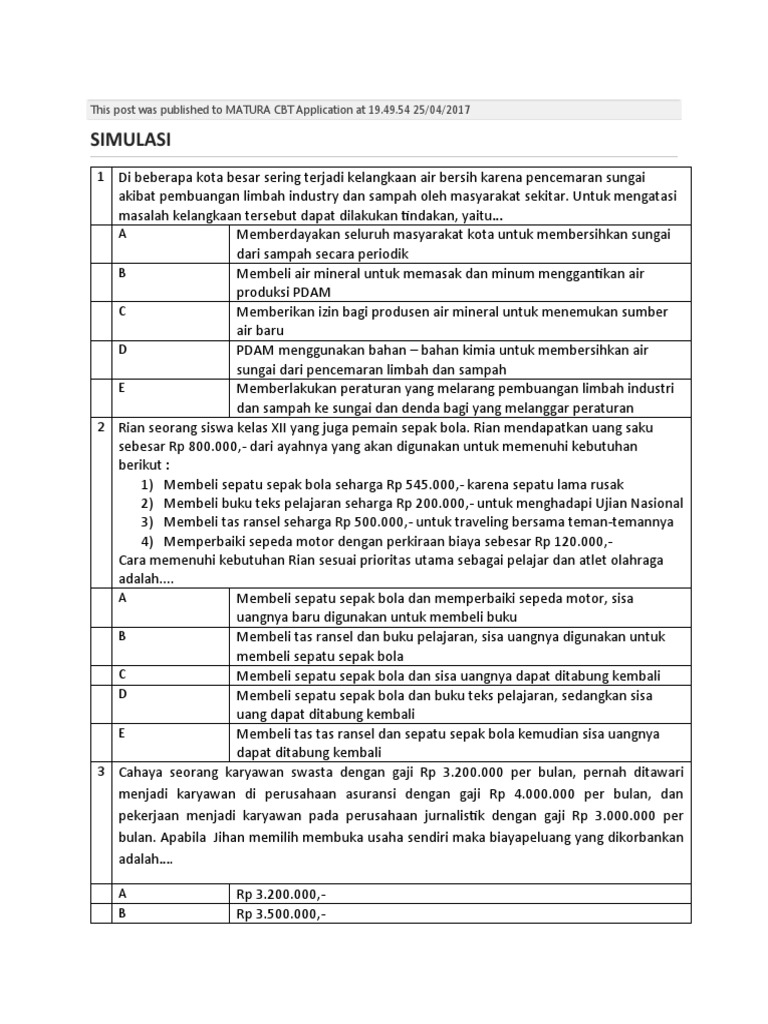 Soal Um Ekonomi Ma | PDF
