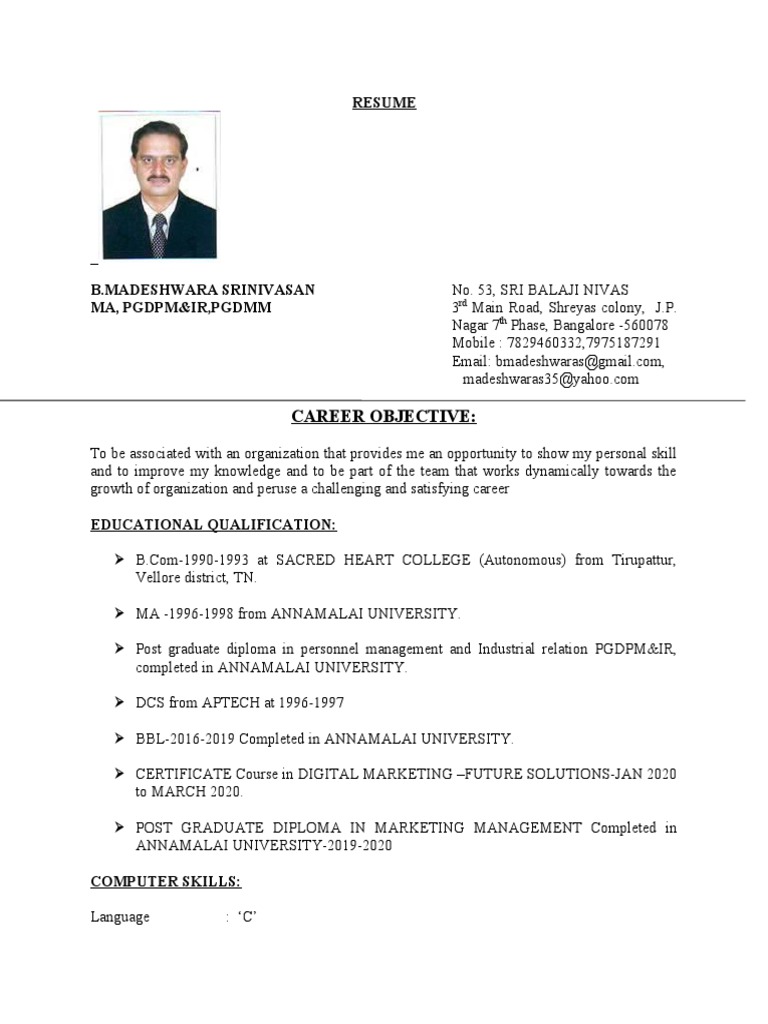 BMS - CV | PDF | Recruitment | Marketing