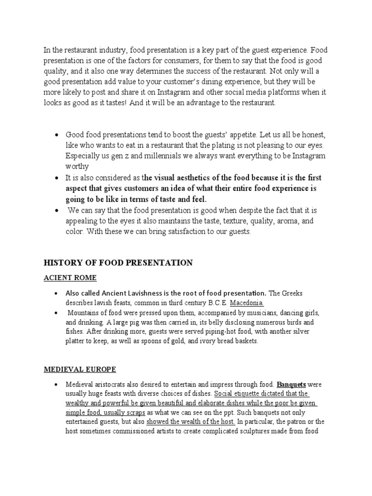 Also Called Ancient Lavishness Is The Root of Food Presentation | PDF ...