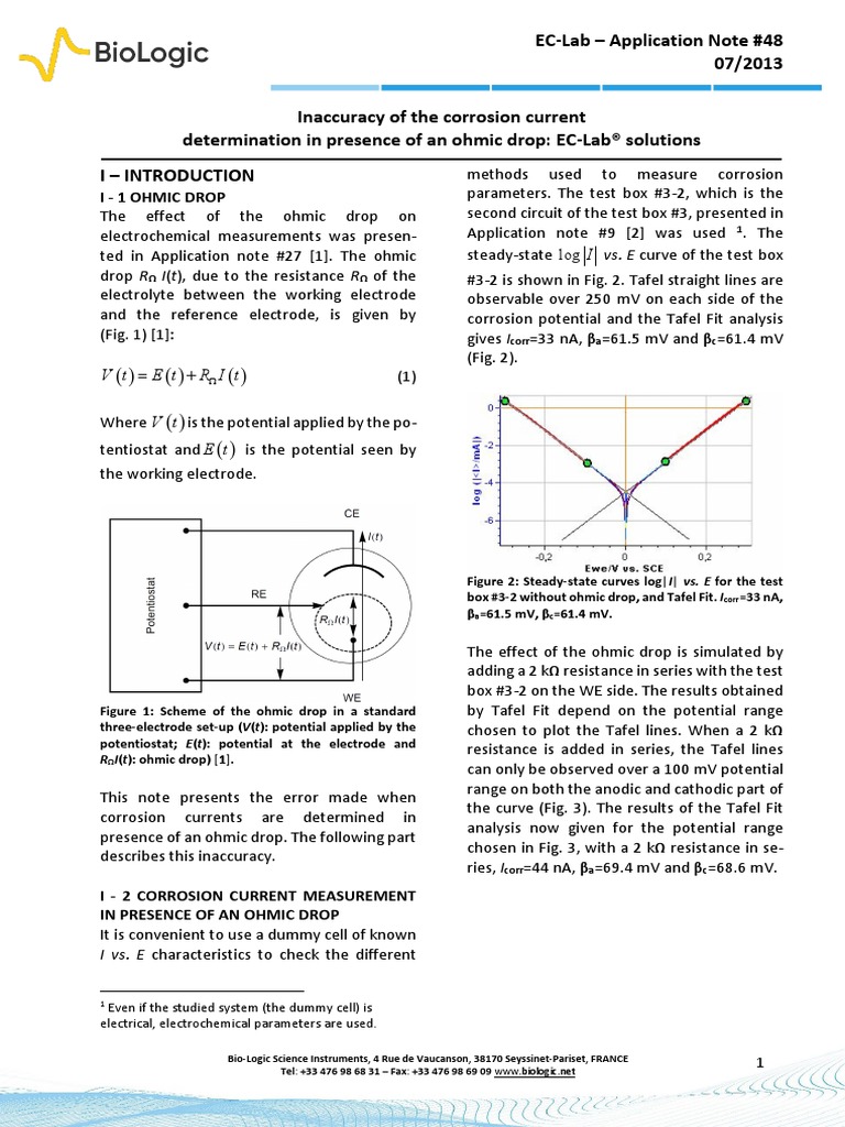 Ohmic Drop - Electrochemsitry Corrosion An48 | PDF
