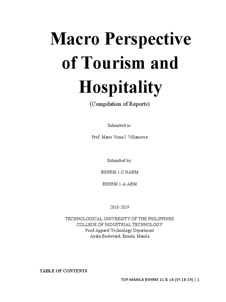 Macro Perspective of Tourism and Hospitality | PDF
