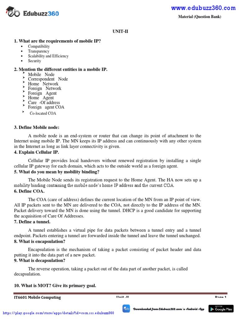 CS8601 QB 010-2 Edubuzz360 | PDF | Transmission Control Protocol | Computer Network