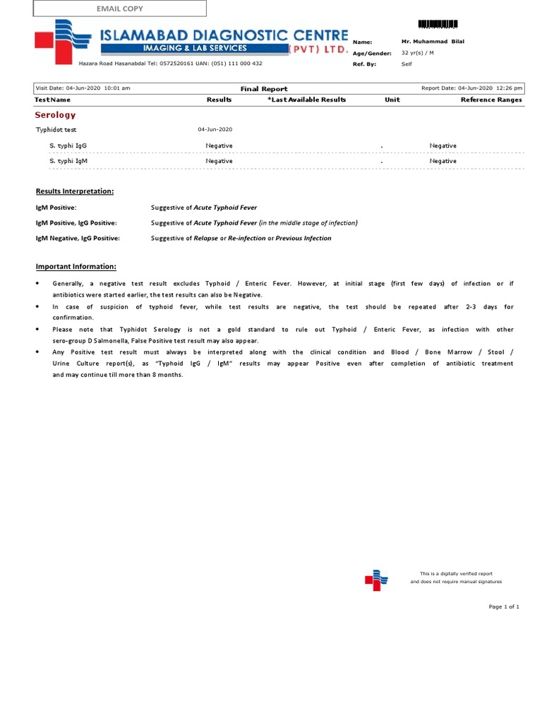 Typhidot Test Pdf Clinical Medicine Public Health