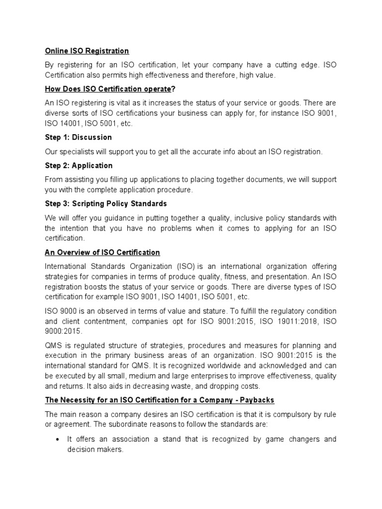 ISO Registration | PDF | Iso 9000 | Audit