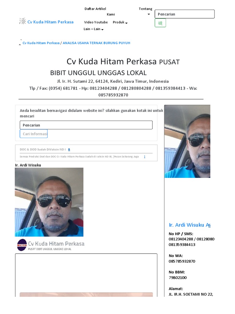 ANALISA USAHA TERNAK BURUNG PUYUH - CV Kuda Hitam Perkasa | PDF