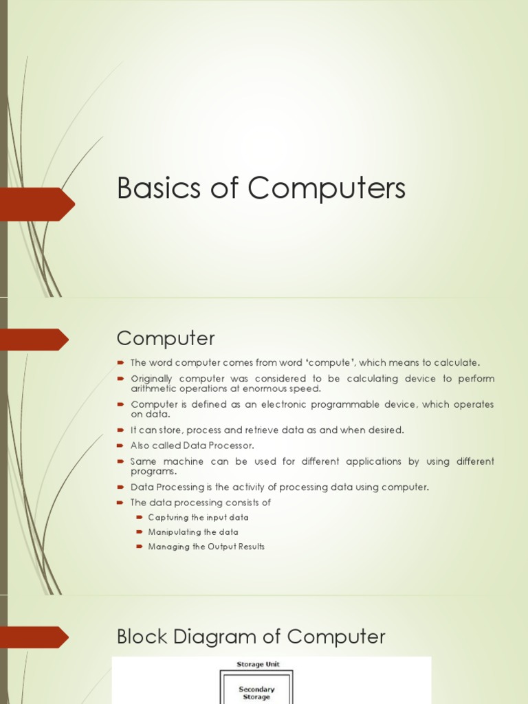 Lecture 1 - Basics of Programming | PDF | Computer Hardware | Computer ...