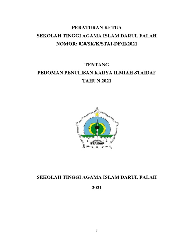 Pedoman Karya Ilmiah STAIDAF - 2021 | PDF