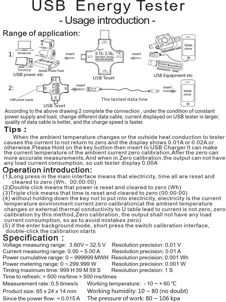 J7-c USB Tester English Manual (SZB) | PDF | Usb | Power Supply