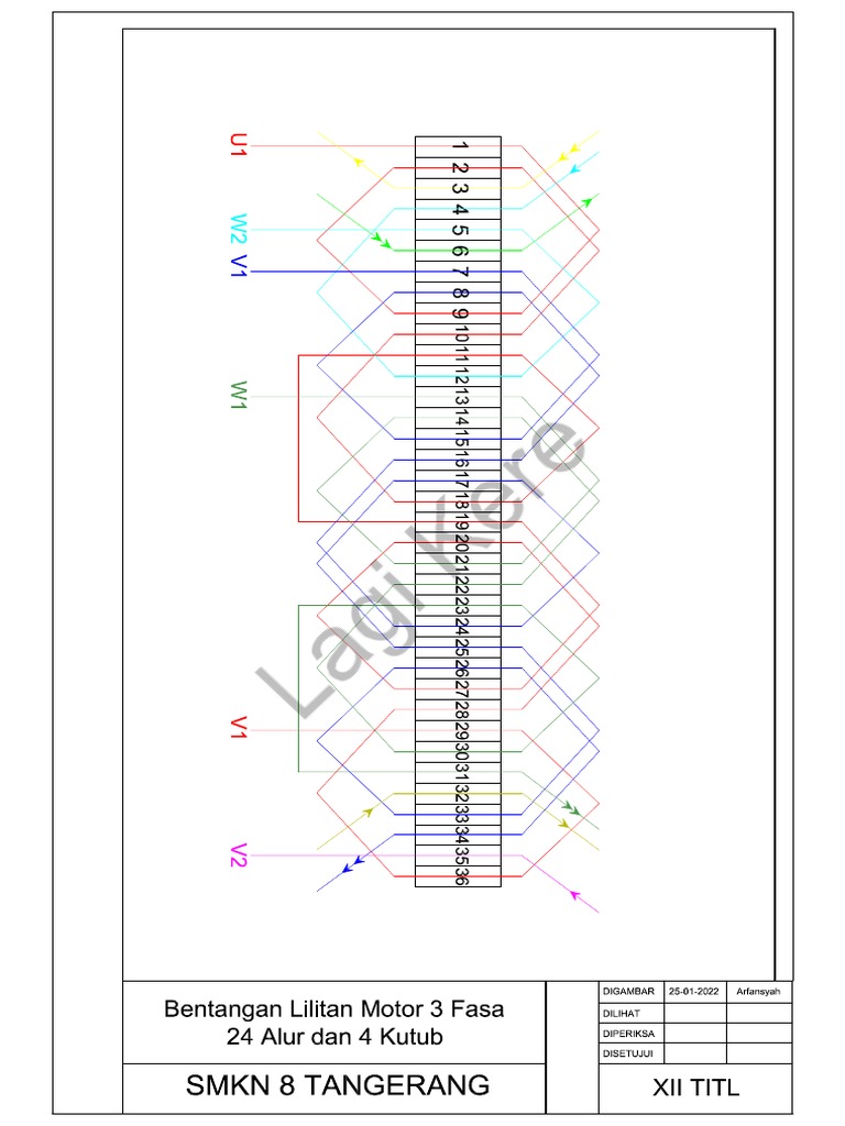(Color) Bentangan Lilitan Motor 3 Fasa | PDF