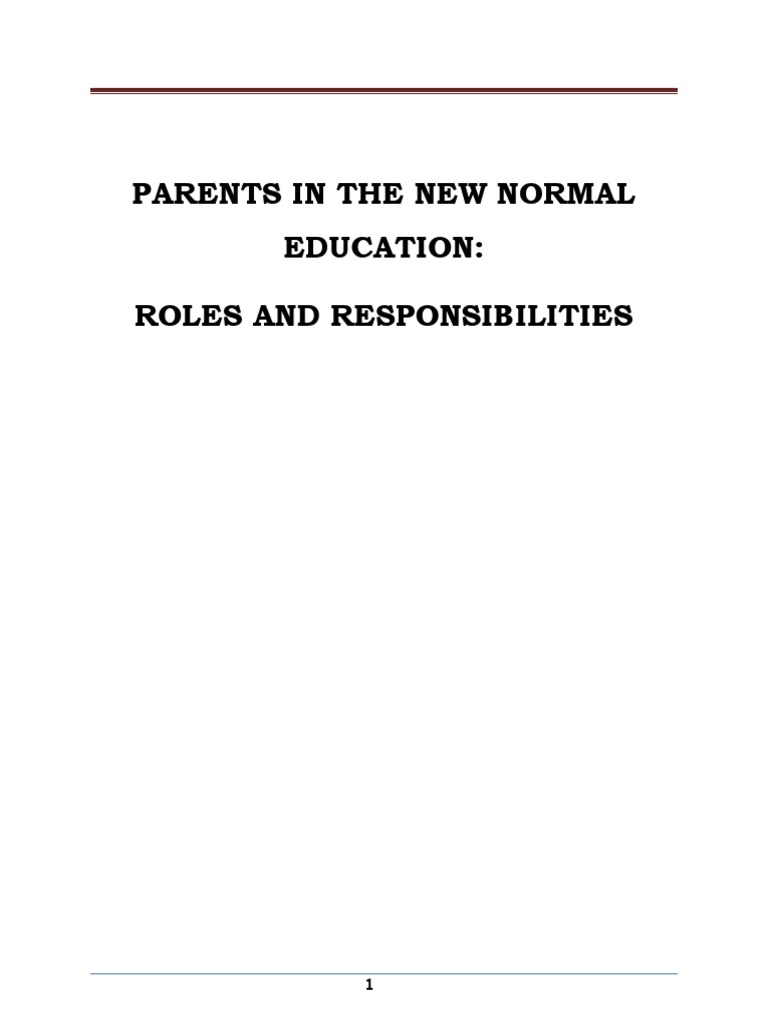 Parents in The New Normal Education: Roles and Responsibility | PDF ...