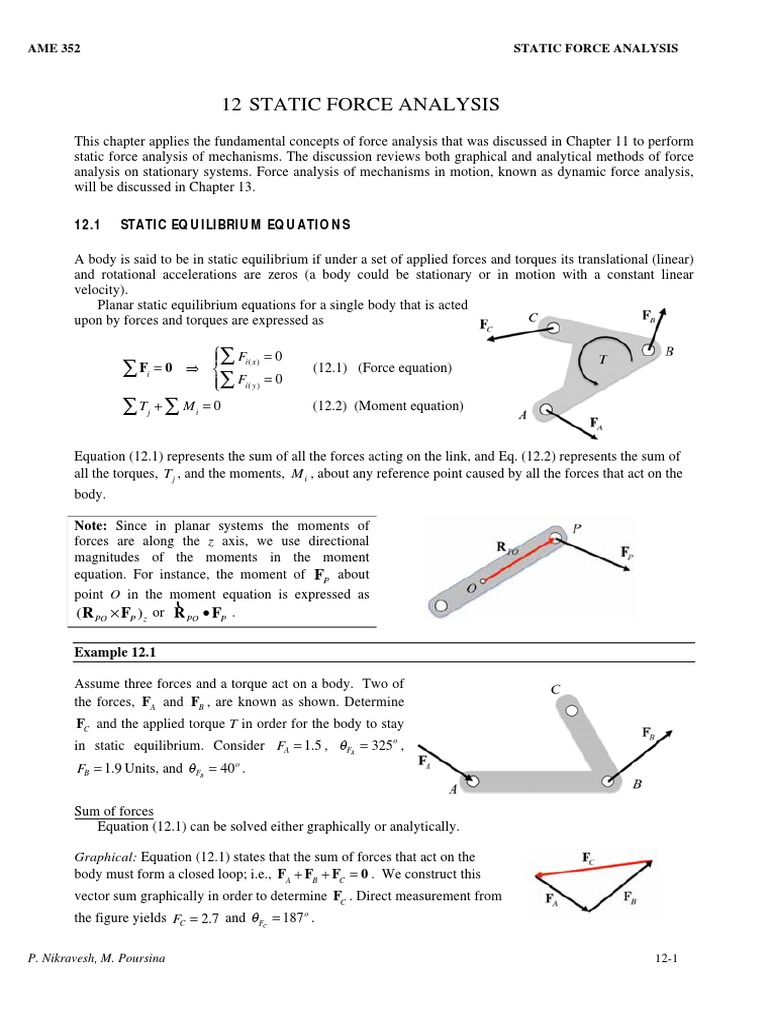 Methods for Static Force Analysis of Mechanisms Through Graphical and ...