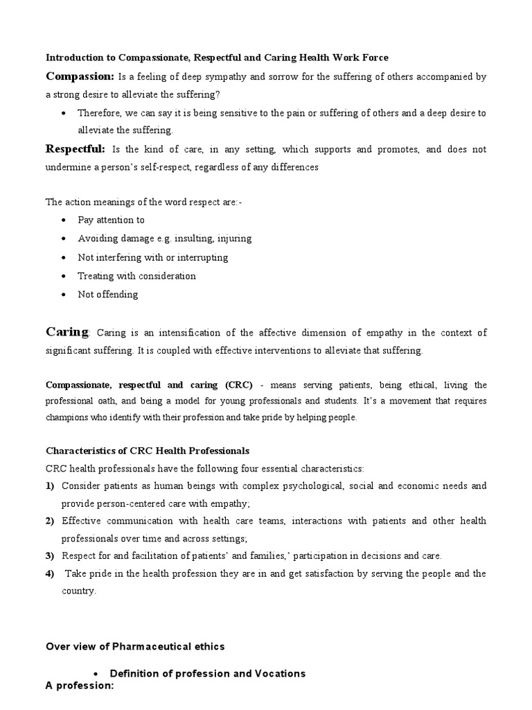 Compassionate, Respectful and Caring Health Work Force: An Introduction ...