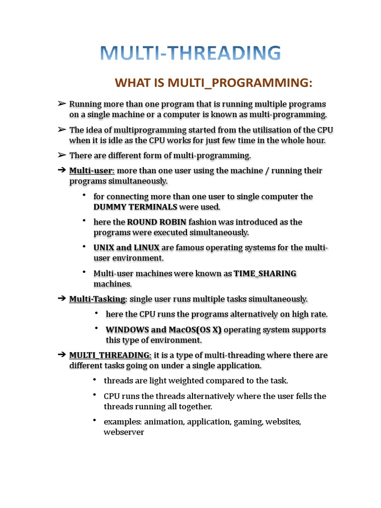 1.1 MultiThreading | PDF | Concurrent Computing | System Software