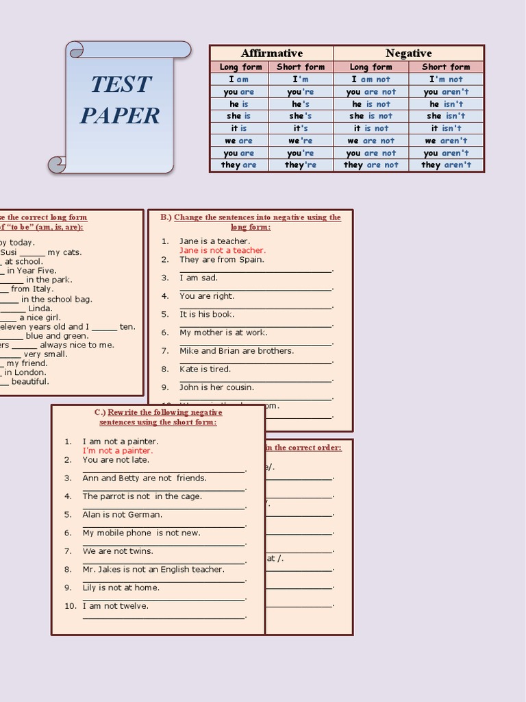 Test Paper: Affirmative Negative | PDF | Syntax | Cognitive Science