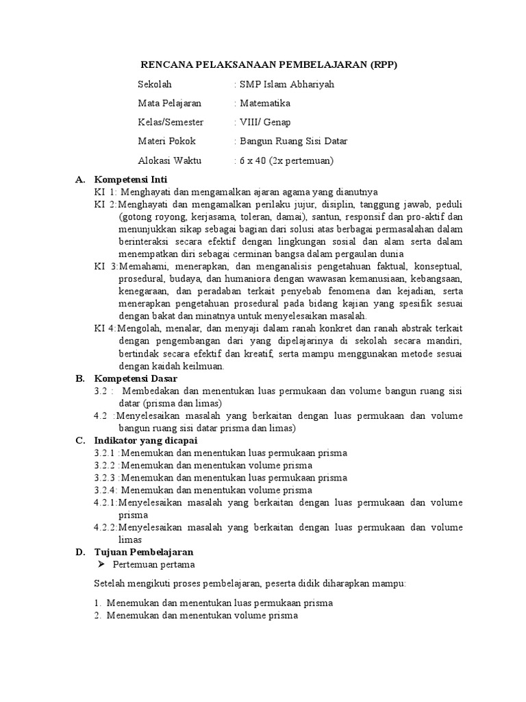 RPP Bangun Ruang | PDF